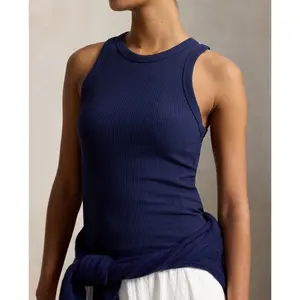 Ralph Lauren Ribbed Cutaway Tank Top - Refined Navy