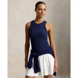 Ralph Lauren Ribbed Cutaway Tank Top - Refined Navy