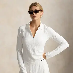 Ralph Lauren Cable Quarter-zip Long-sleeve Polo Shirt - Ceramic White