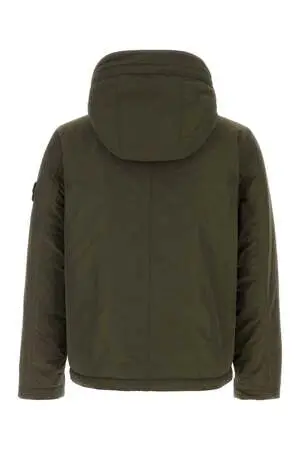 Stone Island Olive Polyester Blend Padded Jacket - Green