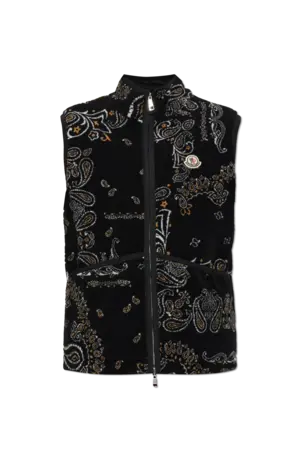 Moncler Reversible Down And Sherpa Vest With Stand Collar - Black