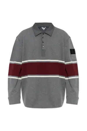 Bottega Veneta Cotton Striped Polo - Grey