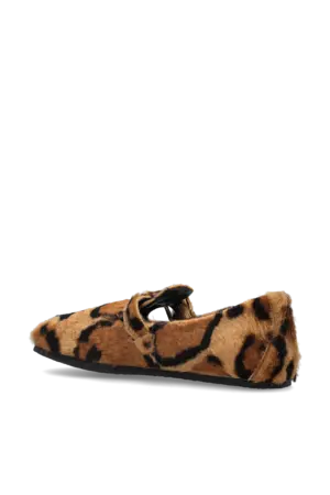Agl Hoola" Leopard Print Fur-effect Ballerina Flats With Buckle Detail
