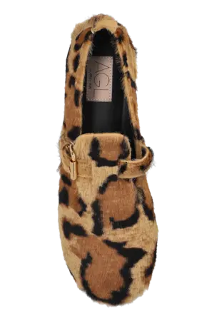 Agl Hoola" Leopard Print Fur-effect Ballerina Flats With Buckle Detail