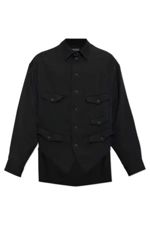 Yohji Yamamoto Wool Shirt With An Asymmetric Cut - Black