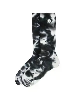 AAPE BY *A BATHING APE Moonface Logo Tie-dye Socks - Black