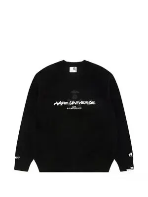 AAPE BY *A BATHING APE Moonface Intarsia Embroidered Sweatshirt - Black