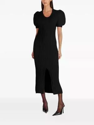 VIOLANTE NESSI Ribbed Puff-sleeve Midi Dress