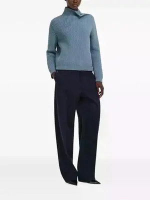 FERRAGAMO Knitted Mock Neck Sweater With Gancini Detail