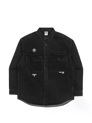 AAPE BY *A BATHING APE Moonface Patch Denim Shirt - Black