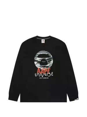 AAPE BY *A BATHING APE Aapeunvs Moonface-print Long-sleeve T-shirt - Black
