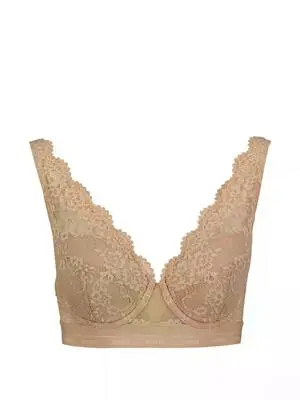 Guess Floral-lace Scalloped-trim Bra - Neutrals