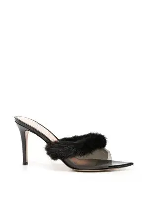 GIANVITO ROSSI Feather-trim Pointed-toe Heeled Sandals