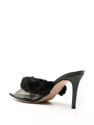 GIANVITO ROSSI Feather-trim Pointed-toe Heeled Sandals