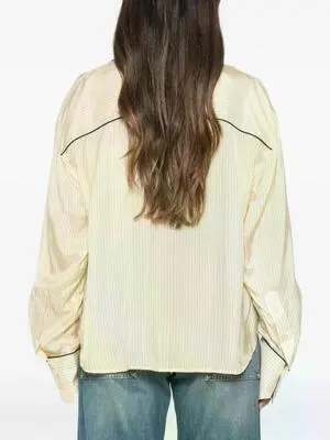 Plan C Striped Piped-trim Shirt - Yellow