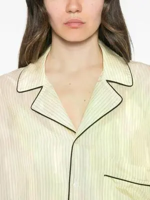 Plan C Striped Piped-trim Shirt - Yellow