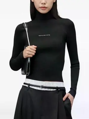 Alexander Wang Ls Turtle Neck Top W Jacquard Logo