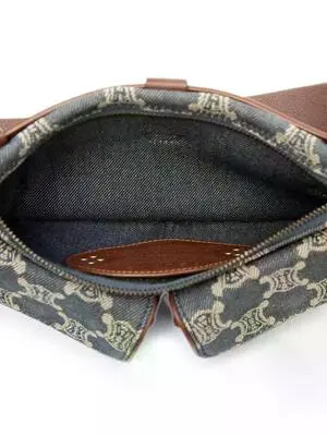 Celine Macadam Denim Double Pocket Belt Bag - Blue