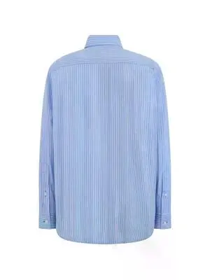 Balenciaga Striped Poplin Shirt In /navy