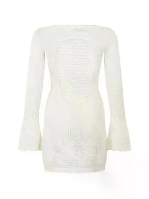 SELF-PORTRAIT Crochet-knit Flared-sleeve Mini Dress
