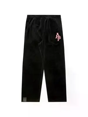 AAPE BY *A BATHING APE Monogram-embroidered Straight-leg Track Pants - Black