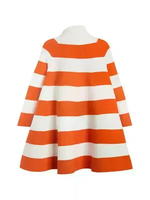 A.W.A.K.E. Mode Striped Asymmetric Collar Mini Dress