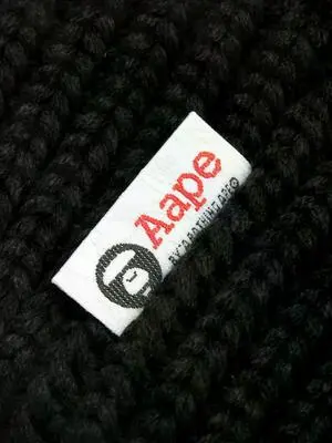 AAPE BY *A BATHING APE Cable-knit Logo-patch Beanie Hat