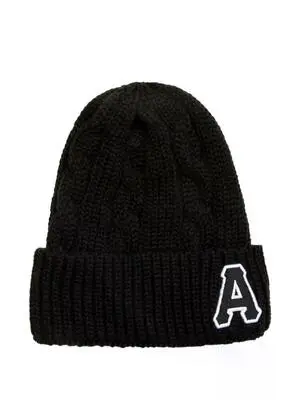 AAPE BY *A BATHING APE Cable-knit Logo-patch Beanie Hat - Neutrals
