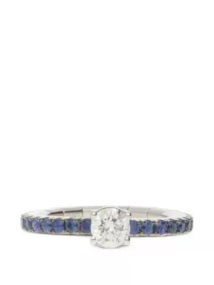 Roberto Demeglio Diamond And Sapphire Solitaire Ring - Silver