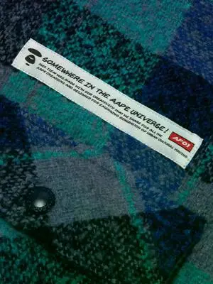 AAPE BY *A BATHING APE Moonface Check-panelled Hooded Shirt Jacket - Blue