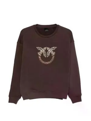 Pinko Love Birds Crystal-embellished Crew Neck Sweater - Brown