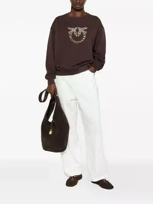 Pinko Love Birds Crystal-embellished Crew Neck Sweater