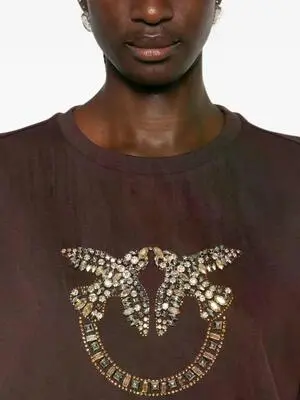 Pinko Love Birds Crystal-embellished Crew Neck Sweater