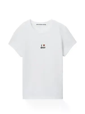 Alexander Wang Fitted Ss T-shirt W/ Valentines Graphic - White