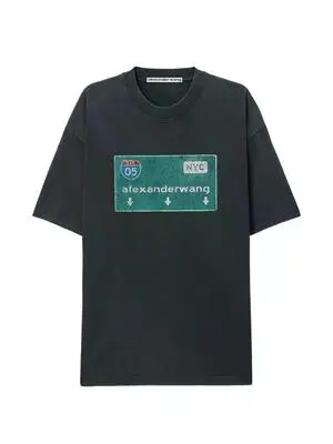 Alexander Wang Short Sleeve T-shirt W/ Street Sign Graphic - Black
