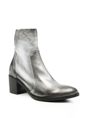 STRATEGIA SHOES Metallic-effect Leather Ankle Boots - Silver