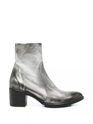 STRATEGIA SHOES Metallic-effect Leather Ankle Boots