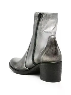 STRATEGIA SHOES Metallic-effect Leather Ankle Boots