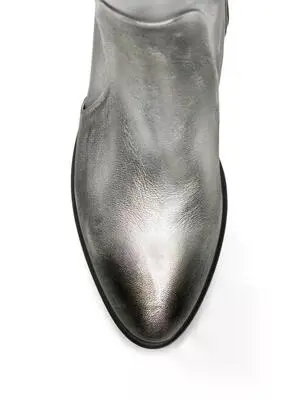 STRATEGIA SHOES Metallic-effect Leather Ankle Boots