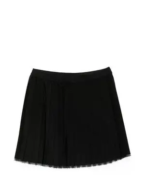 TWINSET Pleated Mini Skirt With Lace Trim - Black