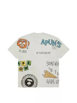 AAPE BY *A BATHING APE Multi-logo Print T-shirt - Grey