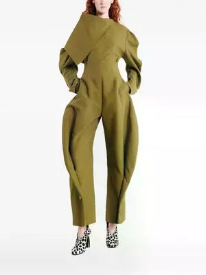 A.W.A.K.E. Mode Draped-collar Puff-sleeve Top