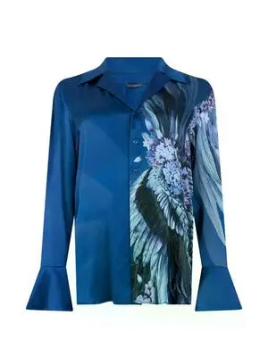 Alberta Ferretti Floral-print Flared-cuff Shirt - Blue