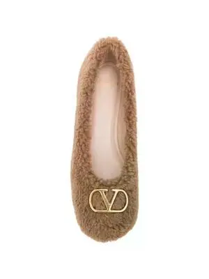 Valentino Garavani Shearling-effect Ballet Flats