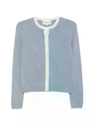 Eric Bompard Contrasting Trim Button-sleeve Cardigan - Blue