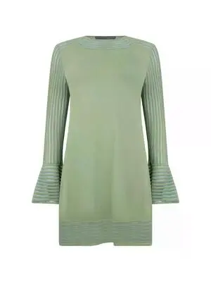 Alberta Ferretti Bell-sleeve Knitted Mini Dress - Green