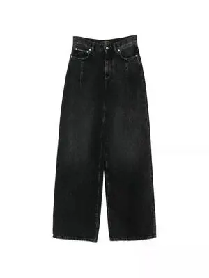 Dolce & Gabbana Logo Plaque Wide-leg Jeans - Black