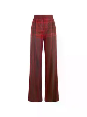 Check Pattern Wide Leg Trousers