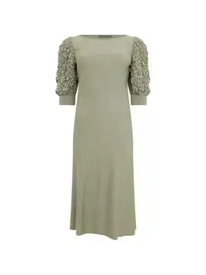 Alberta Ferretti Puff-sleeve Midi Dress