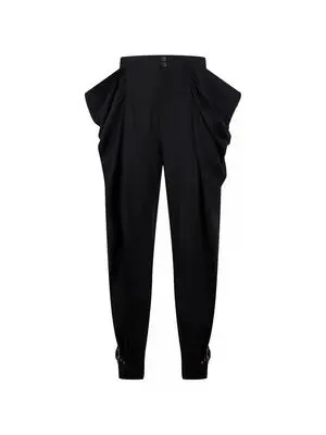 Alberta Ferretti Pleated Buckled-cuff Trousers - Black